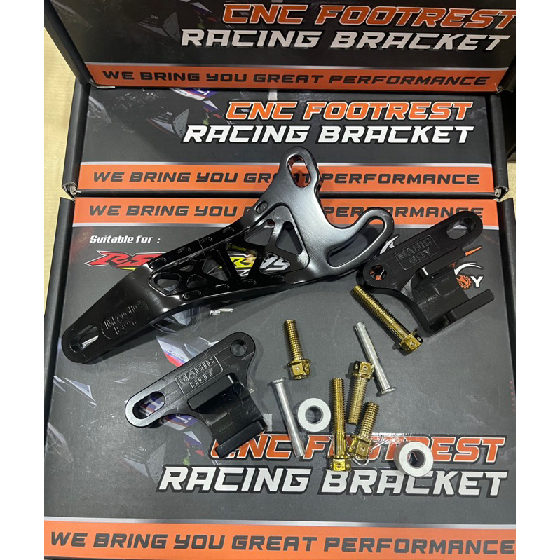 MAGIC BOY RS150 RSX150 RACING CNC FOOTREST BRACKET SET (WITH EXHAUST ...