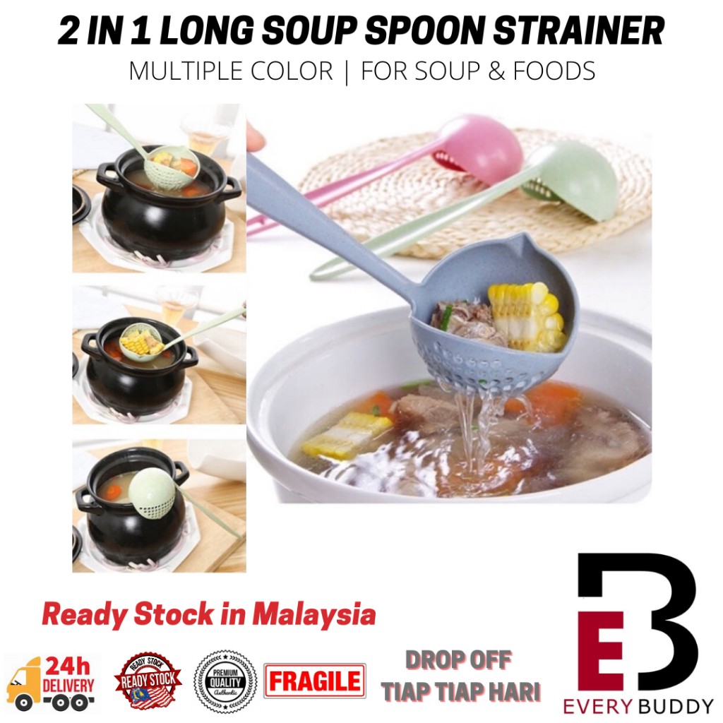 2 In 1 Long Handle Soup Spoon Home Strainer Scoop Steamboat Cooking ...