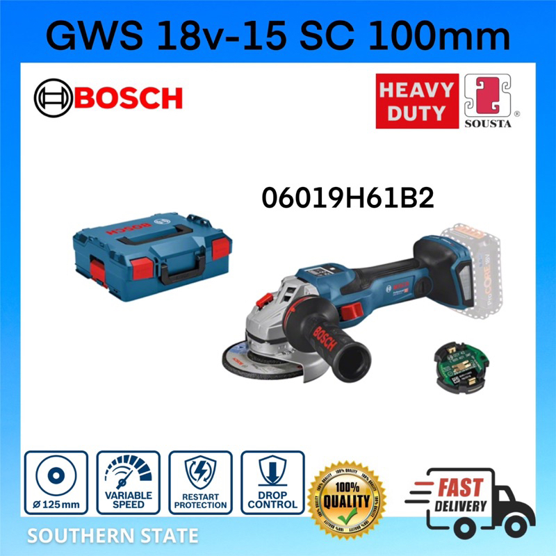 BOSCH GWS 18V-15 SC PROFESSIONAL CORDLESS ANGLE GRINDER BITURBO 06019H61B2 (100MM) | Shopee Malaysia