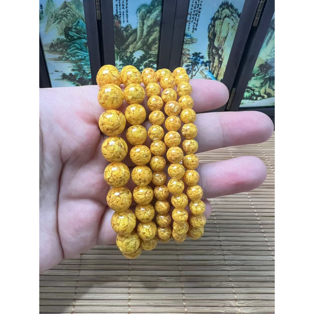 Natural Yellow Cinnabar Bracelet (86%) 天然晶体雄黄朱砂(含砂量86%) | Shopee Malaysia