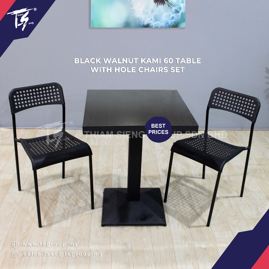 TSBRILLIANT Kami Table - Contemporary Dining Table 60X60cm & 2 Hole ...