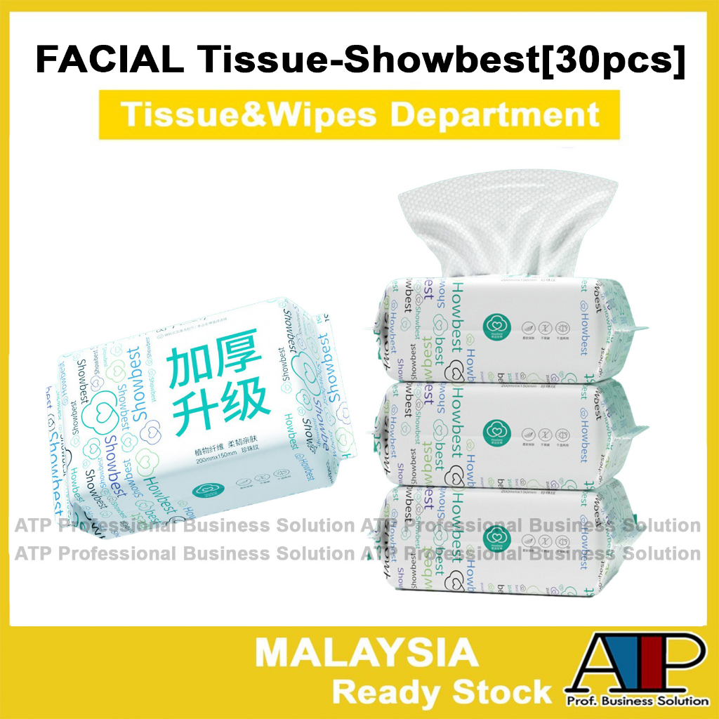 Tisu Muka 🧻 [30pcs] Facial Tissue Disposable Face Towel Travel Makeup ...