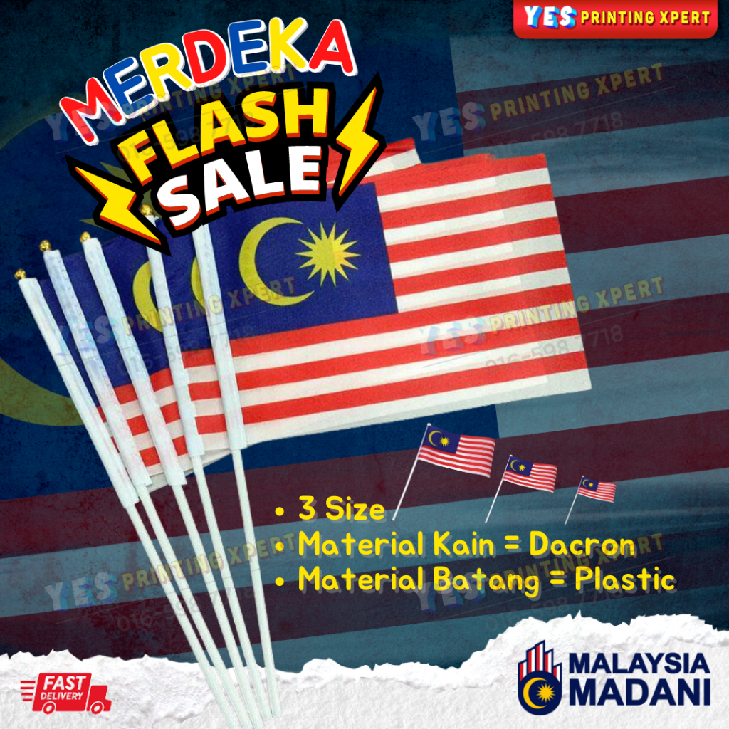 [READY STOCK] 10PCS Bendera Tangan Malaysia (Polyester) Hand Flag ...