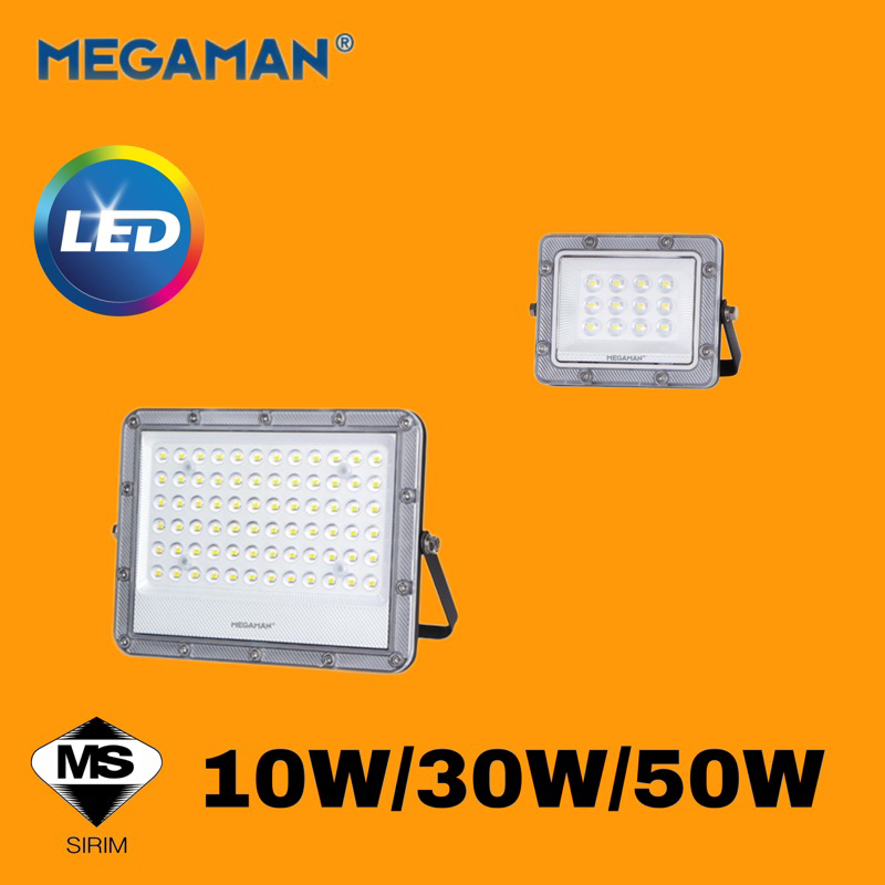 MEGAMAN LED 10W/30W/50W FLOOD LIGHT SUPER BRIGHT IP65 | Shopee Malaysia