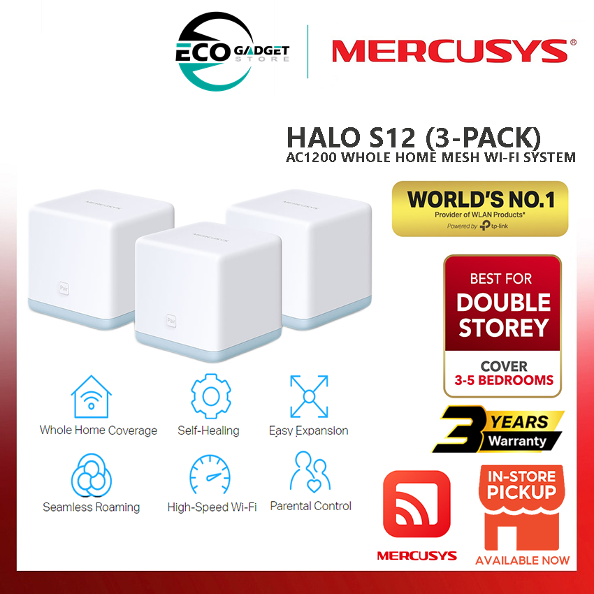 Mercusys Halo S12 AC1200 Whole Home Mesh Wi-Fi WiSystem ( 2.4Ghz + 5Ghz ...