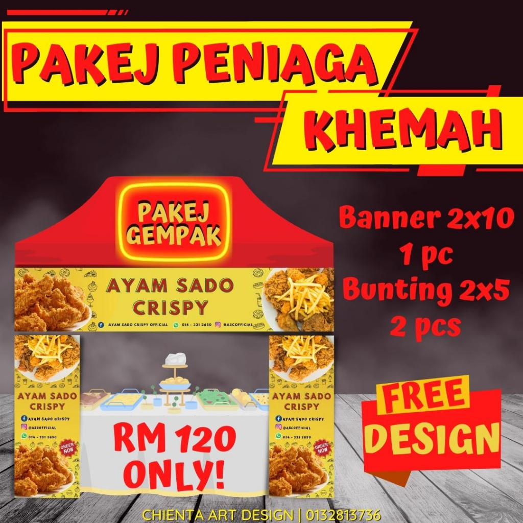 PAKEJ LENGKAP BUNTING BANNER PENIAGA KHEMAH (STARTER PACK BANNER) MURAH ...