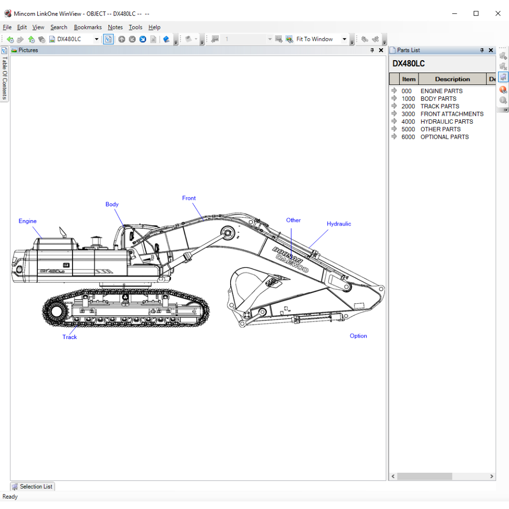 Daewoo DHI Doosan Construction Equipment LinkOne WinView Spare Parts ...