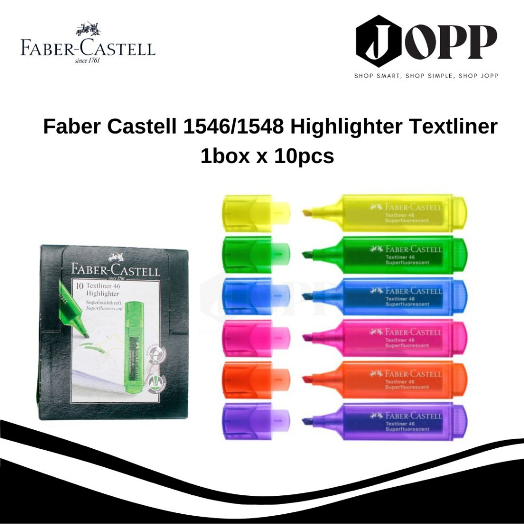 Faber Castell 1546/1548 Highlighter Textliner 1box x 10pcs | Shopee ...