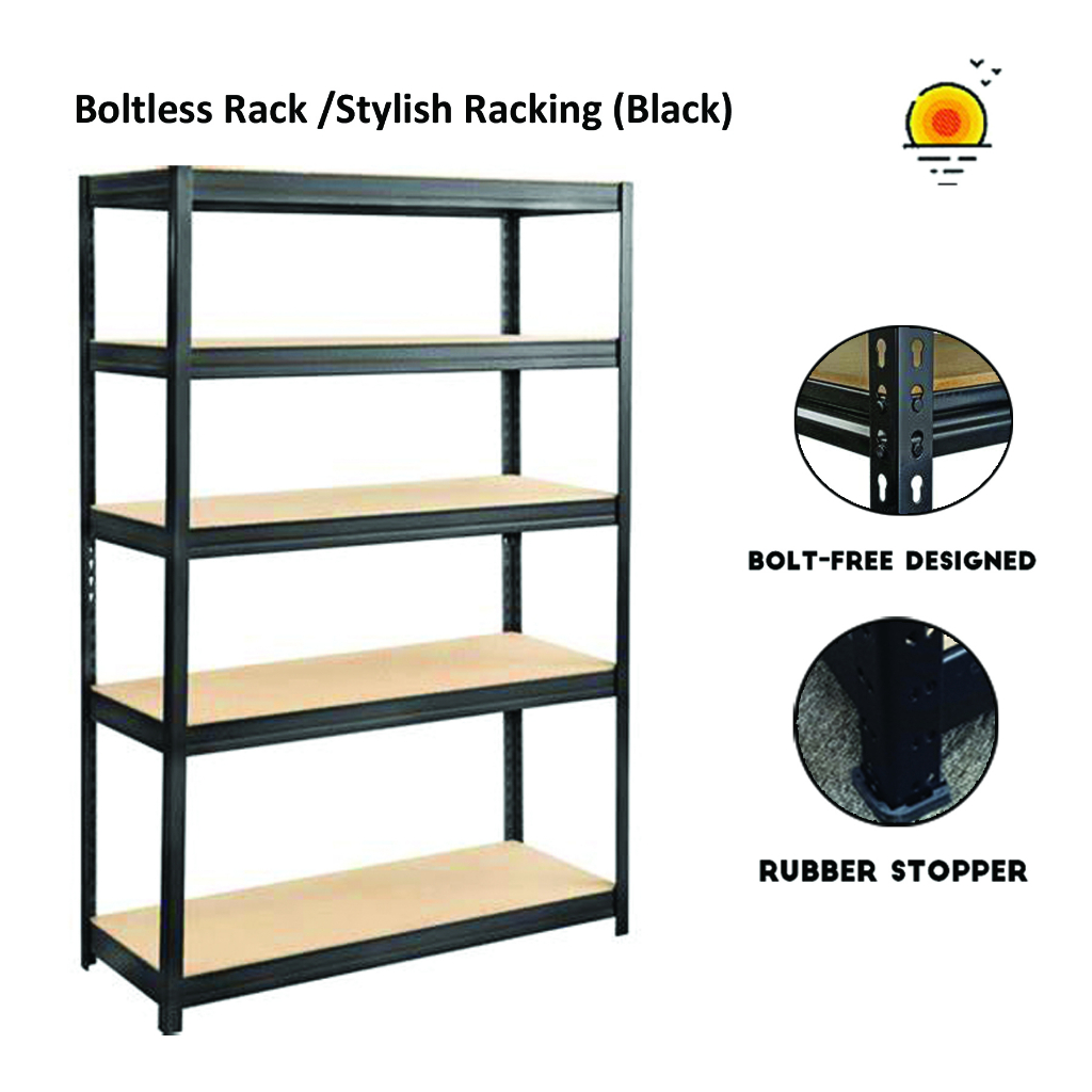 Boltless Rack /Stylish Racking (Black) | Shopee Malaysia