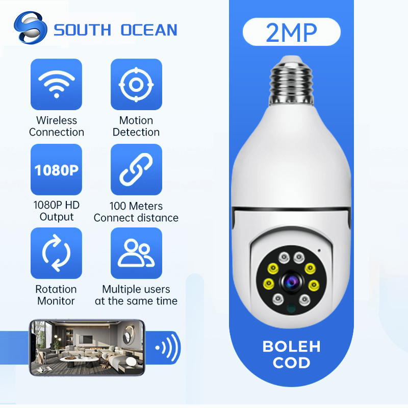 South Ocean CCTV Wireless Outdoor Wifi Security Camera IR Color Night IP Camera E27 Bulb CCTV ...