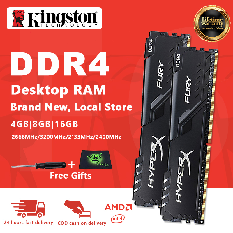 [Local 24H]Kingston HyperX FURY DDR4 8GB 16GB 4GB DDR4 2400/2666/2133/3200/3600MHz Desktop PC ...