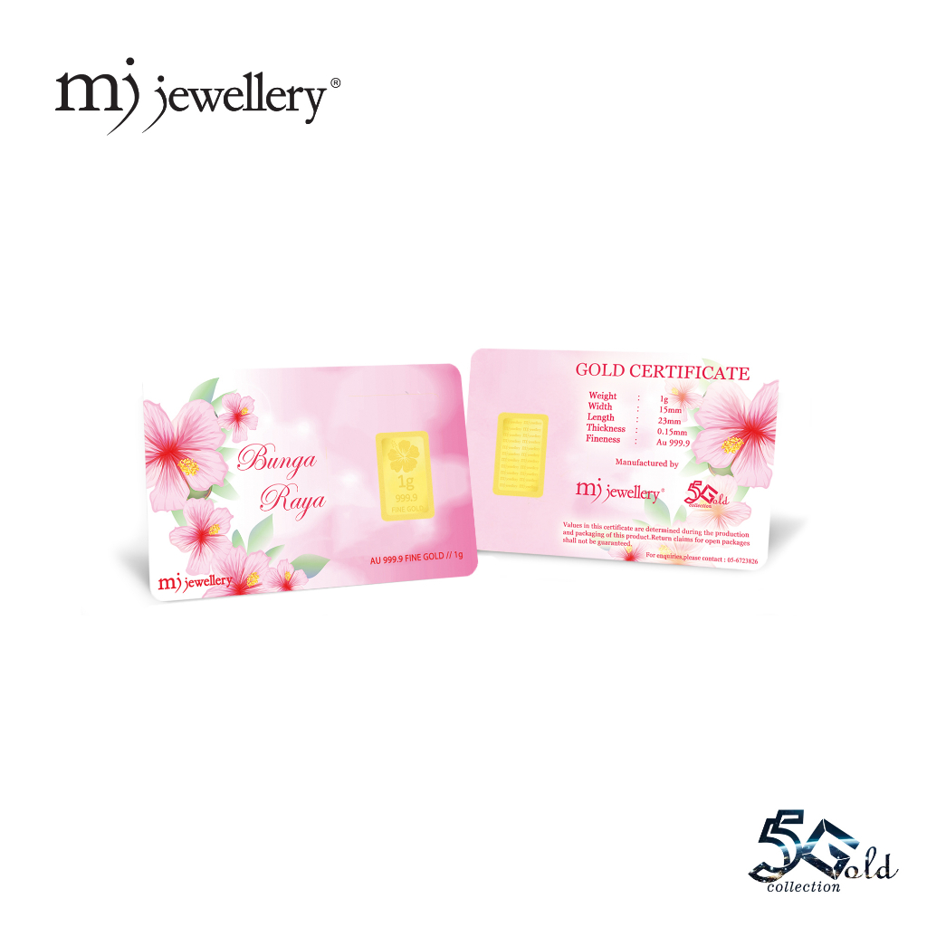 MJ Jewellery 5G Gold Collection 999.9 Bunga Raya Gold Bar F15 - 1g ...