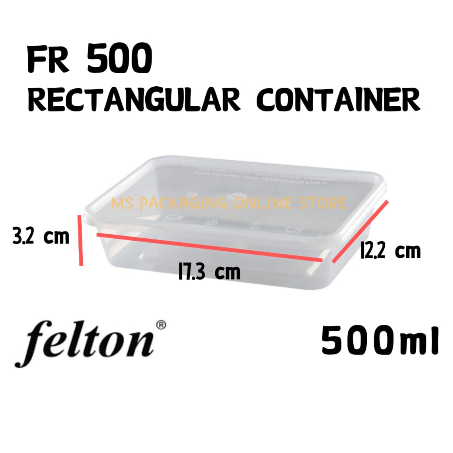 (500ml)Microwavable Rectangular Container FR 500 (50set±) Disposable ...