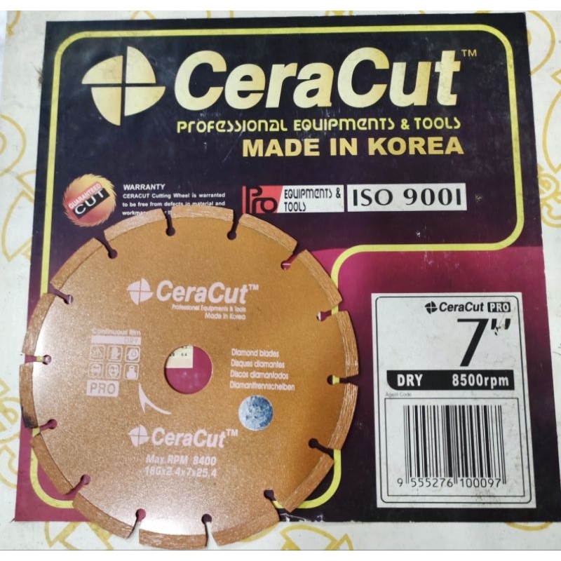 7" Cera Cut Pro Diamond Wheel (Dry) made in Korea -8500 rpm | Shopee ...