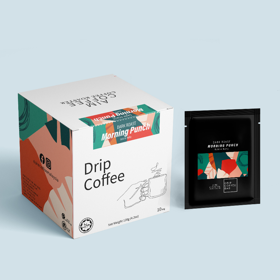 AIM COFFEE Medium-Dark Roast Drip Bag Coffee (The Morning Punch) 12g x ...