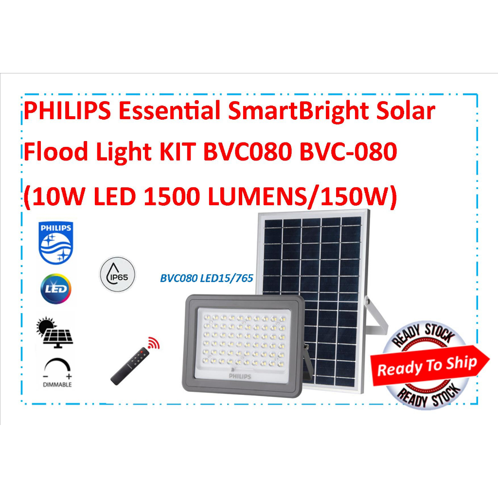 PHILIPS Essential SmartBright LED Solar Flood Light KIT BVC080 BVC-080 (90W/150W) | Shopee Malaysia