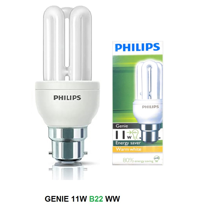 PHILIPS GENIE ENERGY SAVING STICK BULB (COMPACT SIZE) - [ 8W / 11W / 18W ] [ E14 / E27 / B22 ...