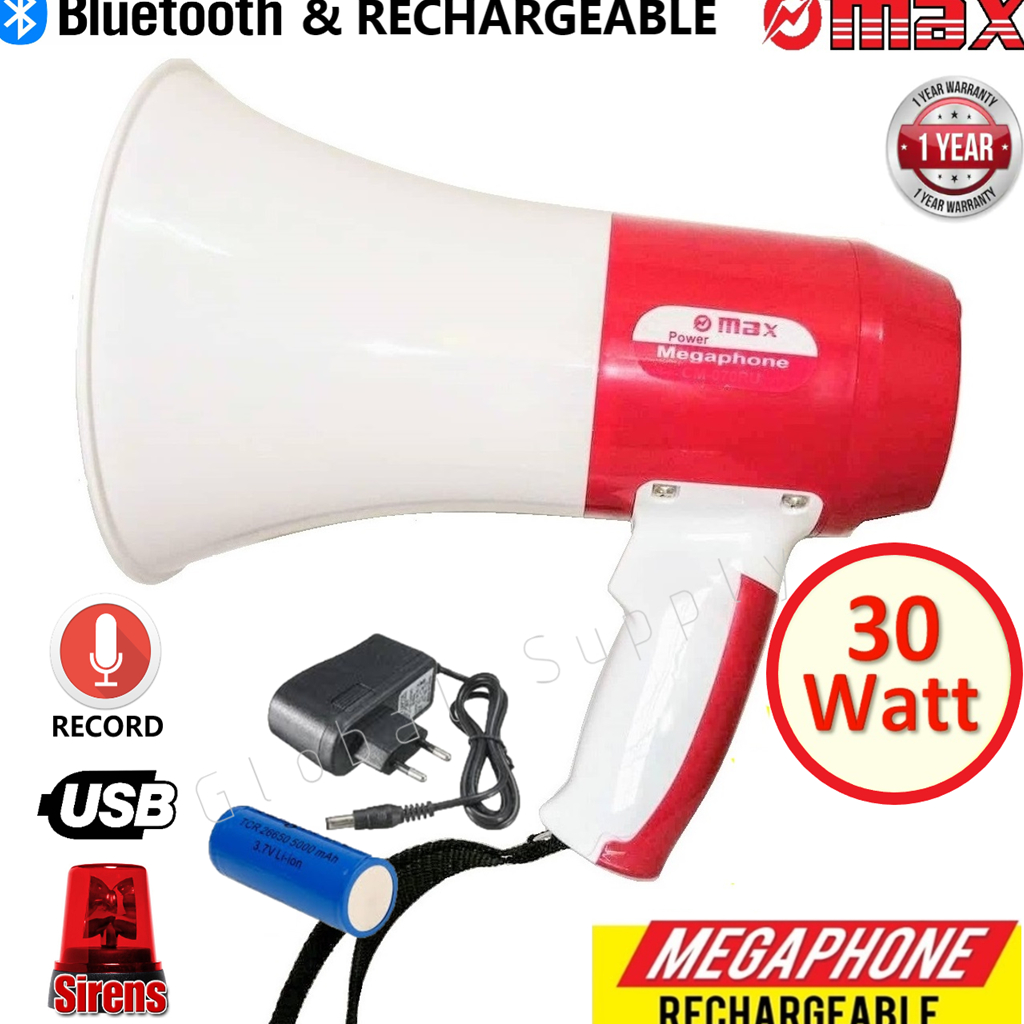 Power Megaphone Loud Hailer with Siren | USB | Record Function | Pembesar Suara | Shopee Malaysia