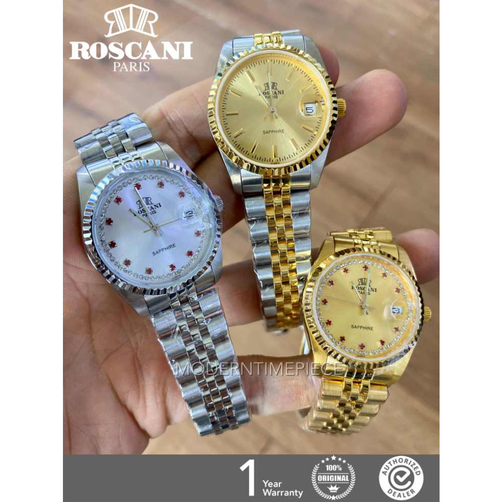 ROSCANI Evergreen Stainless Steel Sapphire Crystal Glass Women Watch ...