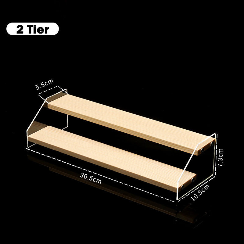 2/3/4/5 Tier Wooden Acrylic Display Stand Toy Cosmetics Showcase Anime ...