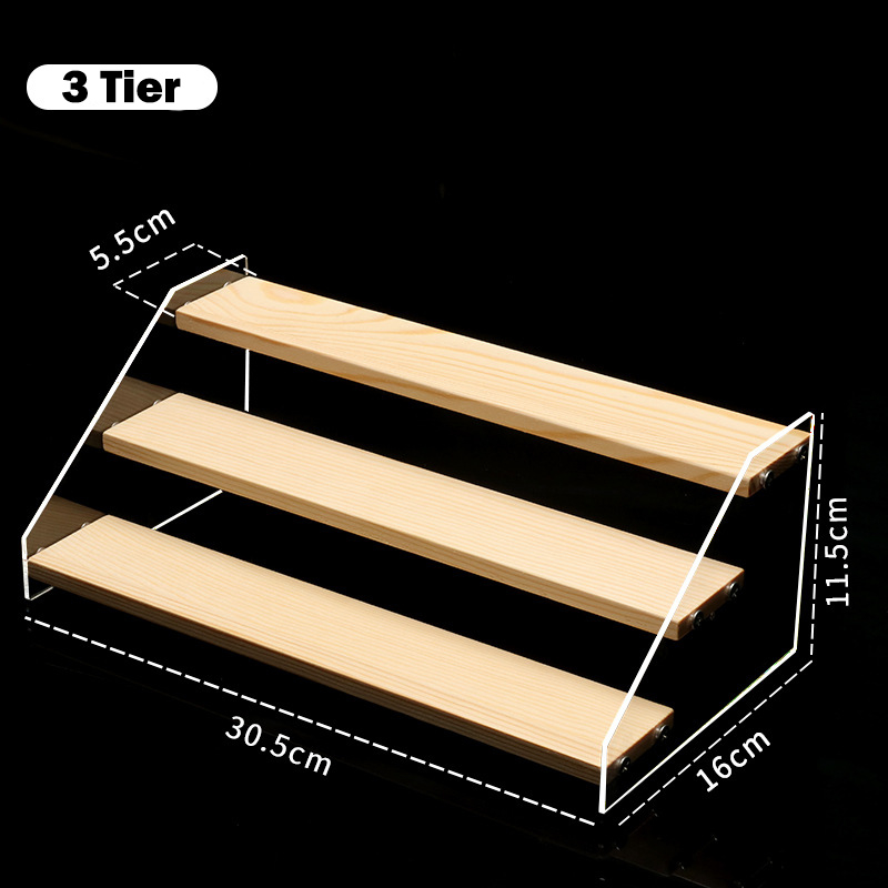 2/3/4/5 Tier Wooden Acrylic Display Stand Storage Organizer Ladder ...