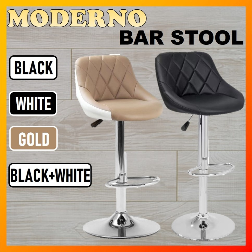 【READY STOCK】Moderno Bar Chair High Adjustable Bar Stool White/Black ...