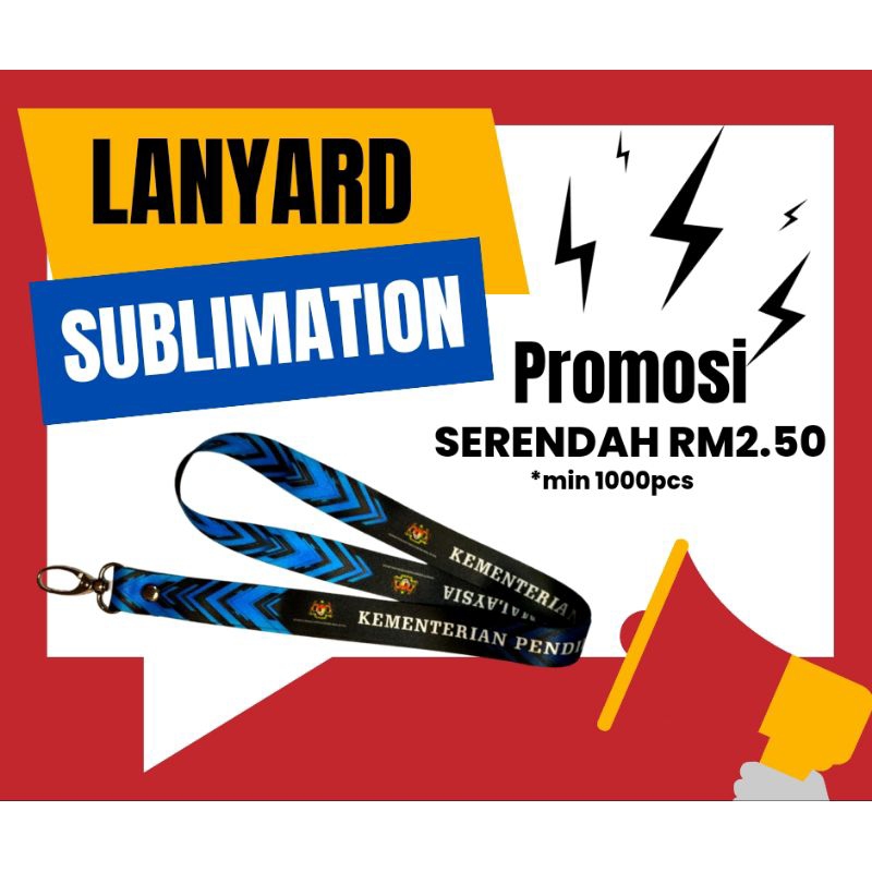 LANYARD BERCETAK FULL COLOUR DOUBLE SIDES PRINTING CUSTOM DESIGN ...