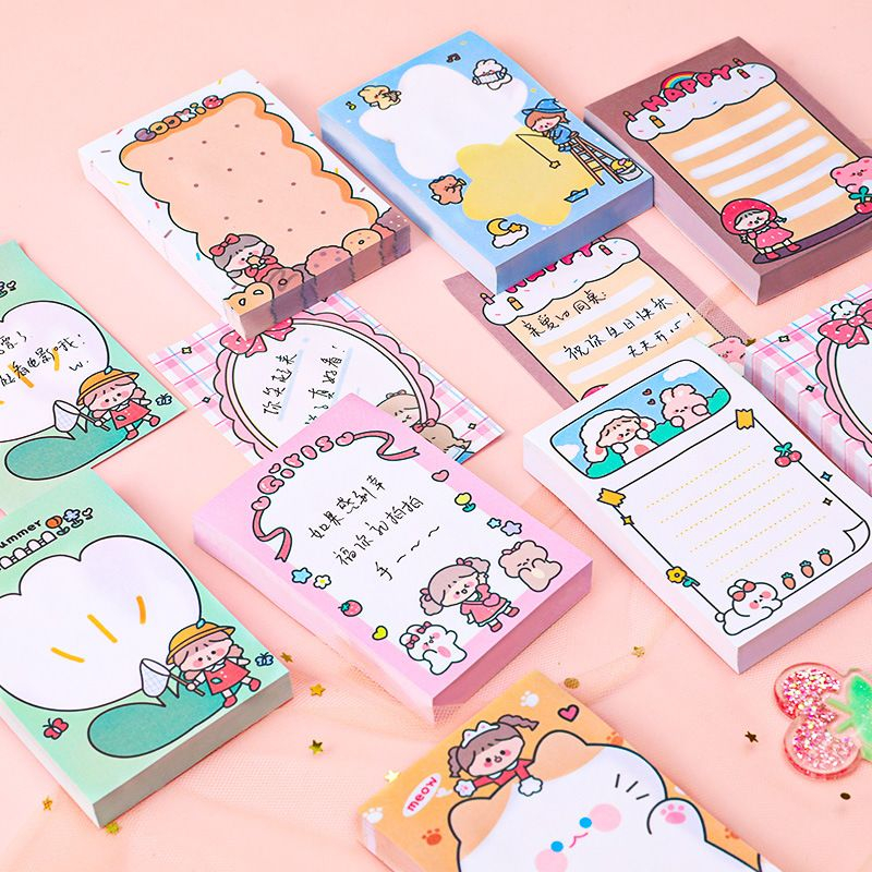 Ready Stock Ins style Doodle girl post-it note girl heart cute note pad ...