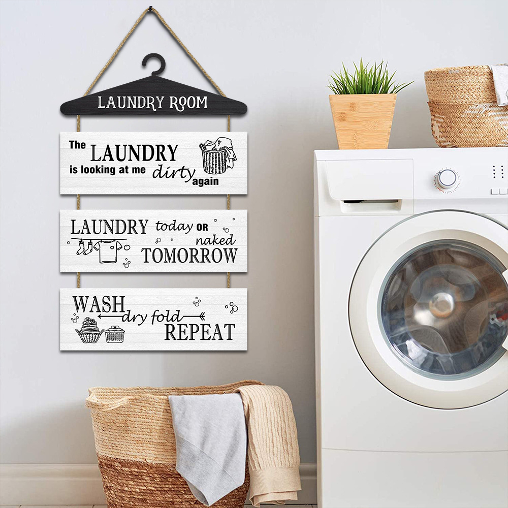 Wooden Sign Laundry Deco Papan Deko | Shopee Malaysia