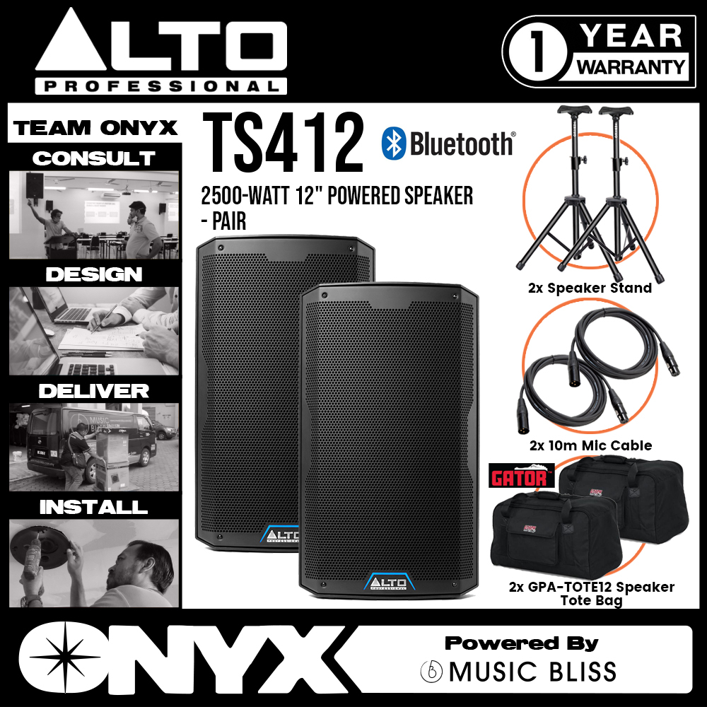 Alto TS412 2500W 12" Powered Speaker with Stand and Cable (TS-412 ...