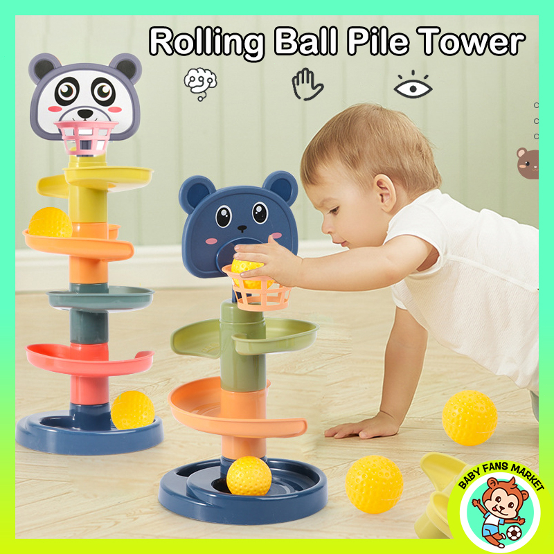 5 Layer Fun Rolling Slide Ball Kids Track Stacking Tower Gliding Ball ...