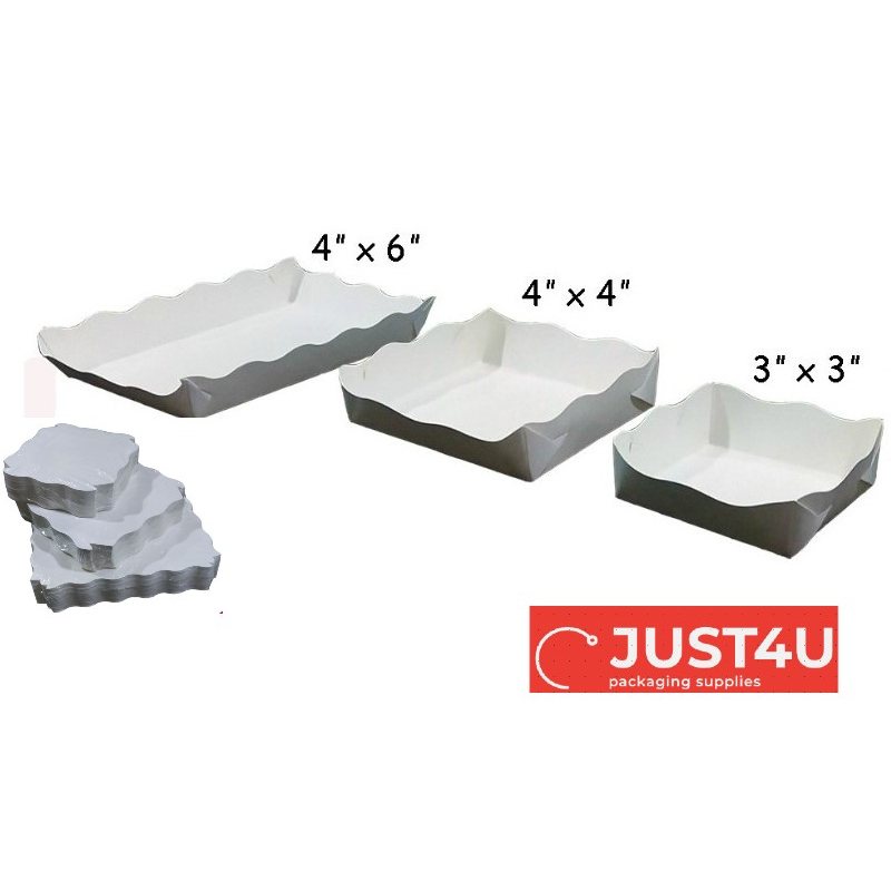 [100pcs] Self Fold Paper Food Boat Tray / ECO Paper Snack Open Tray ...