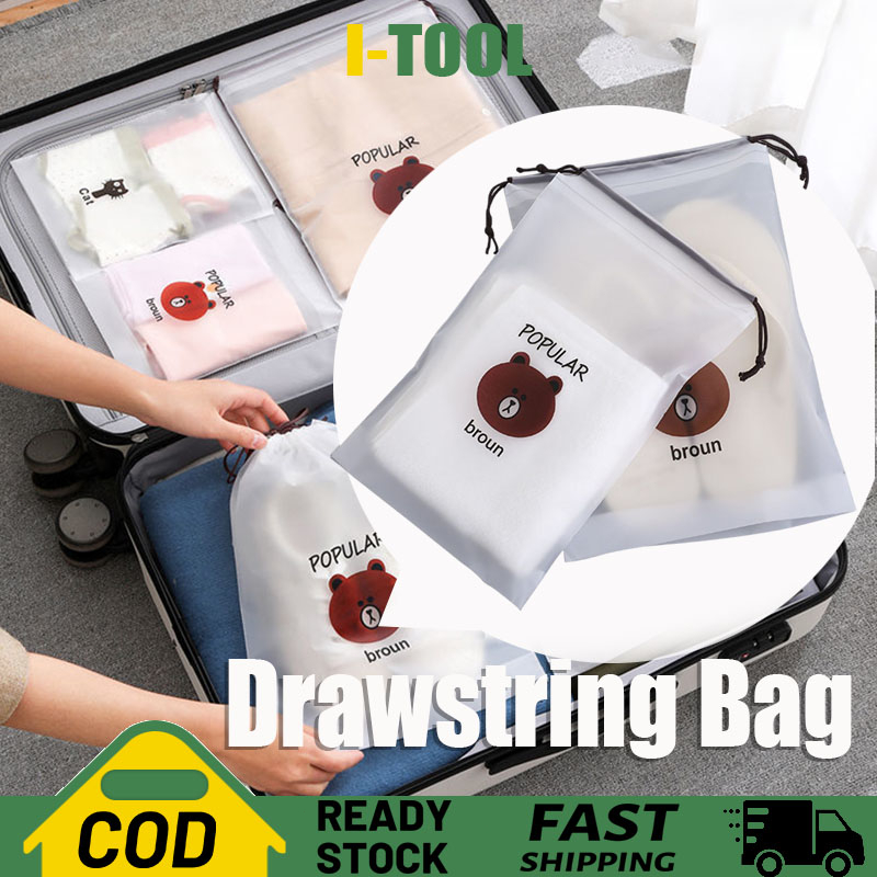 Waterproof Drawstring Bag Storage Organizer Transparent Matte Storage ...