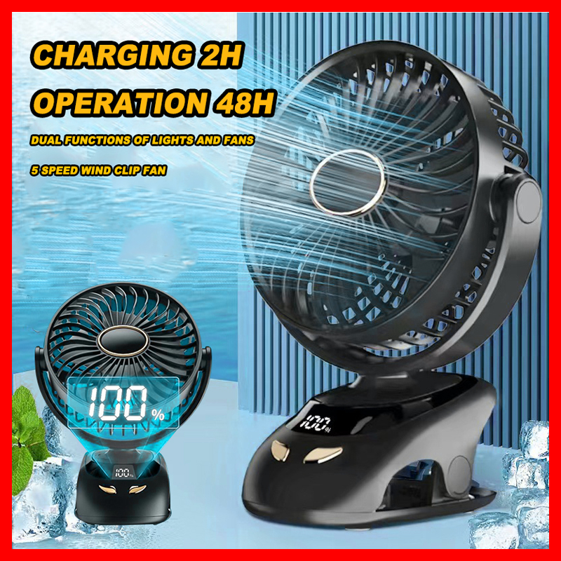LED Light Portable Hand Mini Clip Cooling Fan Rechargeable Battery ...