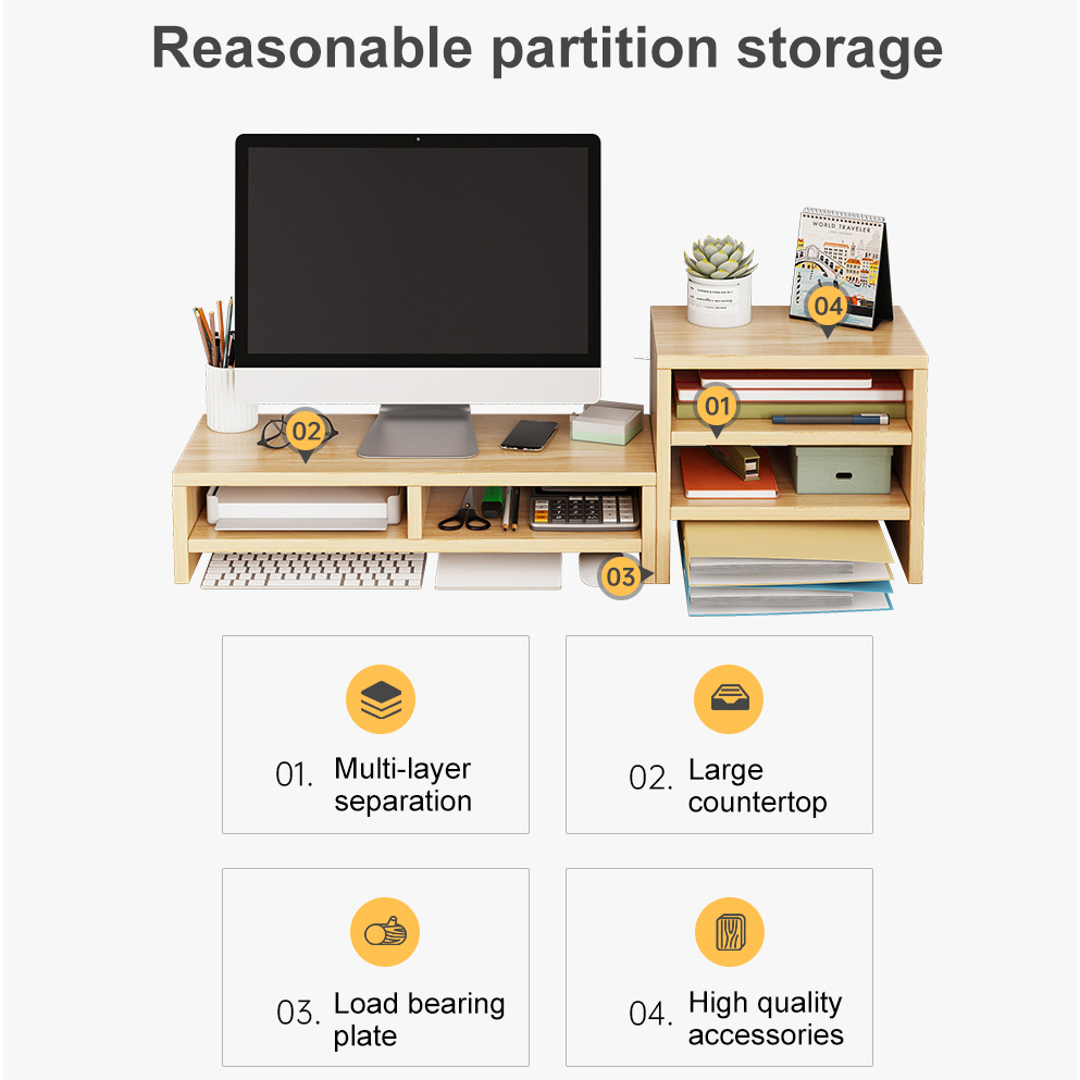 DO Computer Monitor Stand Wood Desktop Thickened Screen Increased shelf ...