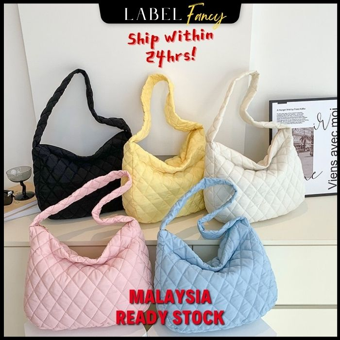 [Ready Stock] Poofy Bag Quilted Bag Large Size Sling Bag Shoulder Bag ...