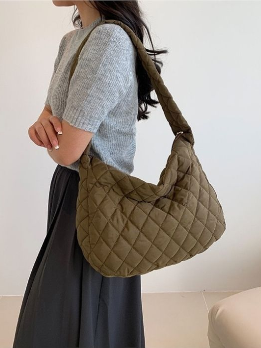 [Ready Stock] Poofy Bag Quilted Bag Large Size Sling Bag Shoulder Bag ...