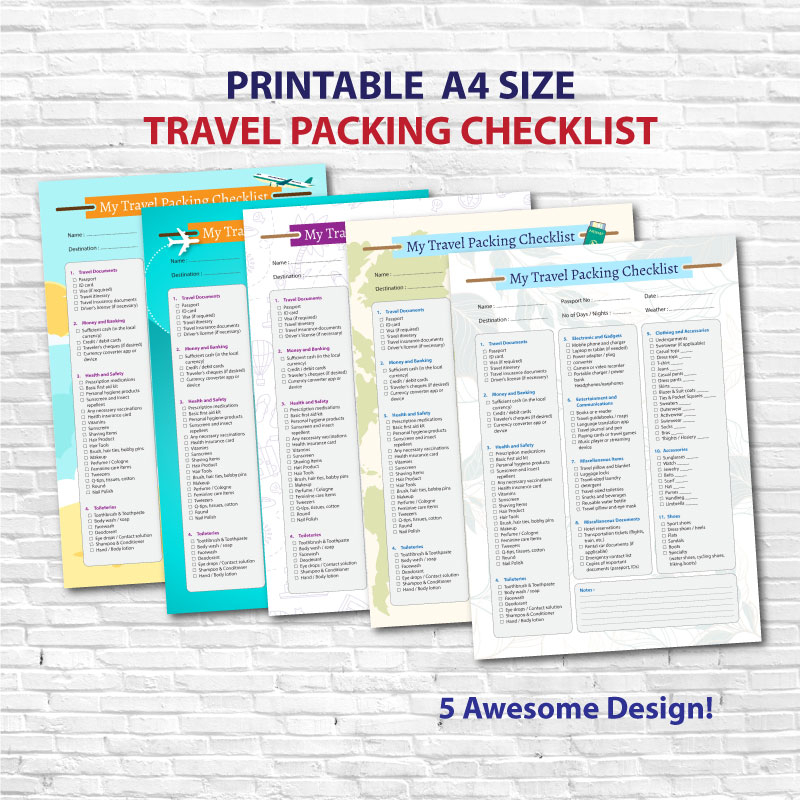 Travel Packing Checklist Vacation Packing Cheklist Travel List ...