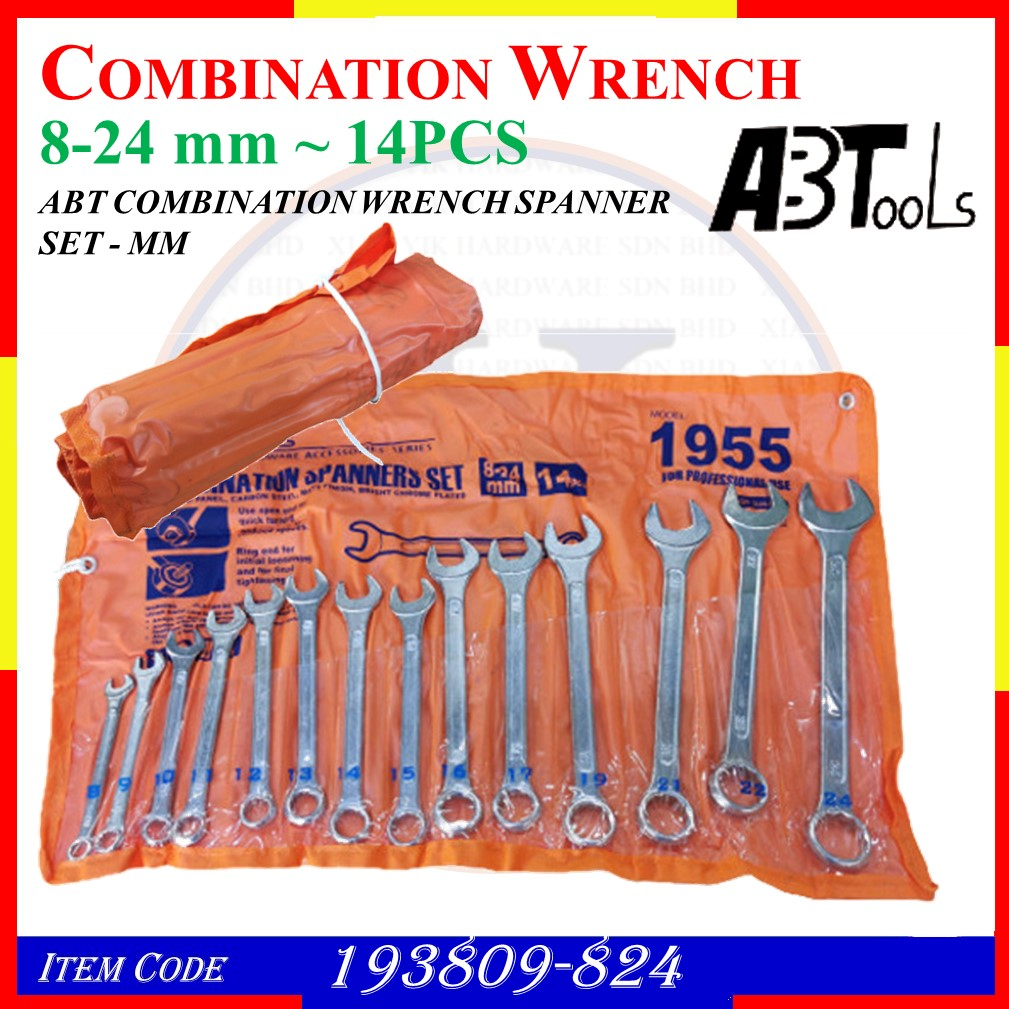 193809-824 ABT COMBINATION WRENCH SPANNER SET TOOLS 14PCS (8MM - 24MM ...