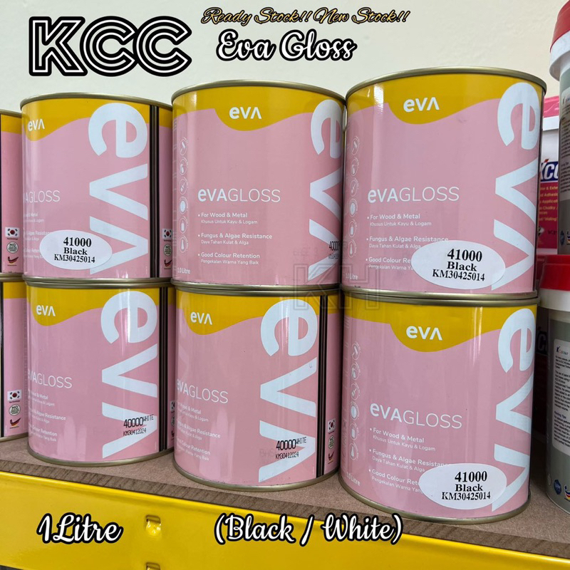 KCC EVA GLOSS PAINT WOOD & METAL 1L / 1Litre BLACK/WHITE | Shopee Malaysia
