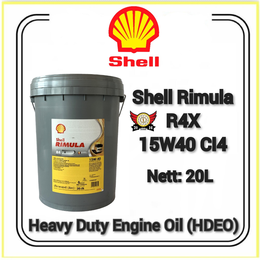 SHELL RIMULA R4X 15W40 CI-4 (20 liters) - Heavy Duty Diesel Engine Oil ...