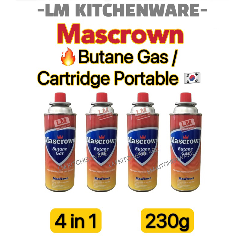 MASCROWN BUTANE GAS CARTRIDGE 230g (4 in 1) / CARTRIDGE PORTABLE ...