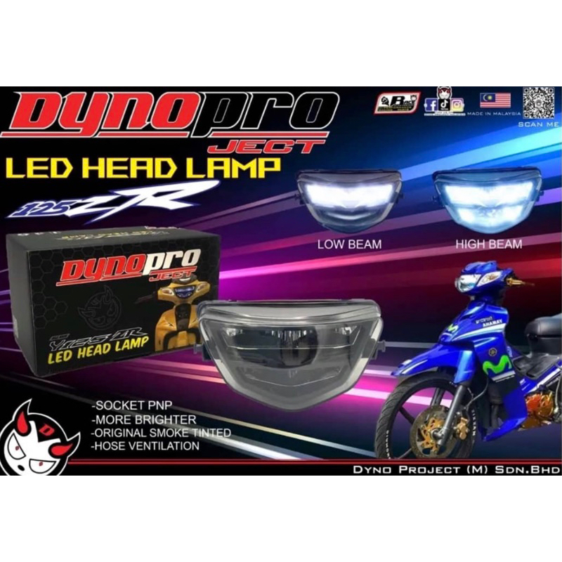 DYNOPRO LED HEAD LAMP Y125ZR Y125 Y125Z SMOKED DURABLE MORE BRIGHTER ...