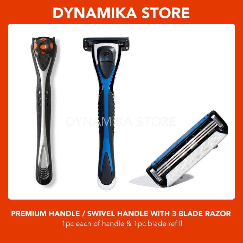 Premium Handle Swivel Handle with 3 Blade Razor (1pc each of handle ...