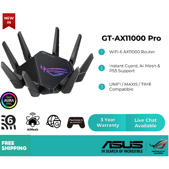 ASUS ROG Rapture GT-AX11000 PRO / GT-AX11000 Tri-Band WiFi 6 Ai-Mesh ...