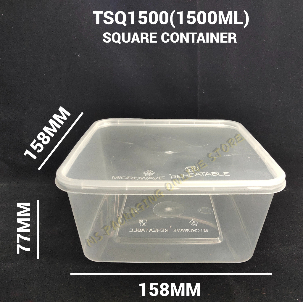 TAGE TSQ1500 Square Container with Lid (50set±)/(1500ml) Disposable ...