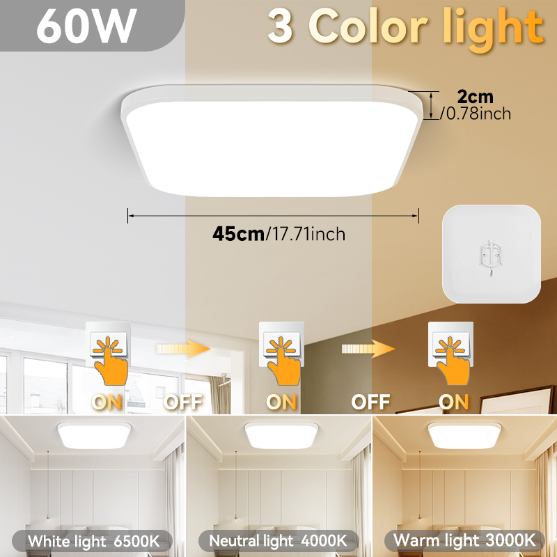 LED Ceiling Light 3 Color Modern Ceiling Lamp Down light Lampu Rumah ...