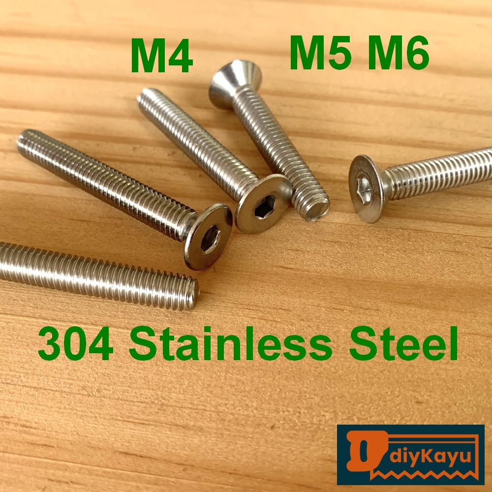 M4 M5 M6 304 Flat Head Hex Socket Stainless Steel Machine Screw Skru