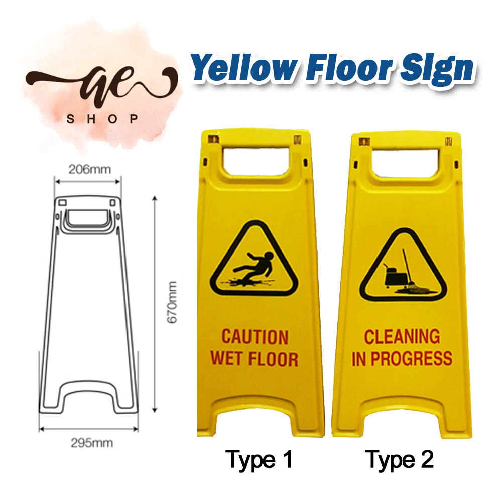 Yellow Floor Sign (CLEANING IN PROGRESS / CAUTION WET FLOOR) | Shopee ...