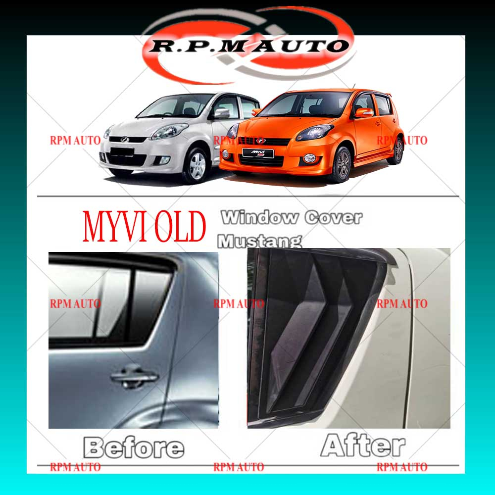 Myvi 2PC Car Rear Side High Quality MUSTANG 3D Shark Window Triangle ...